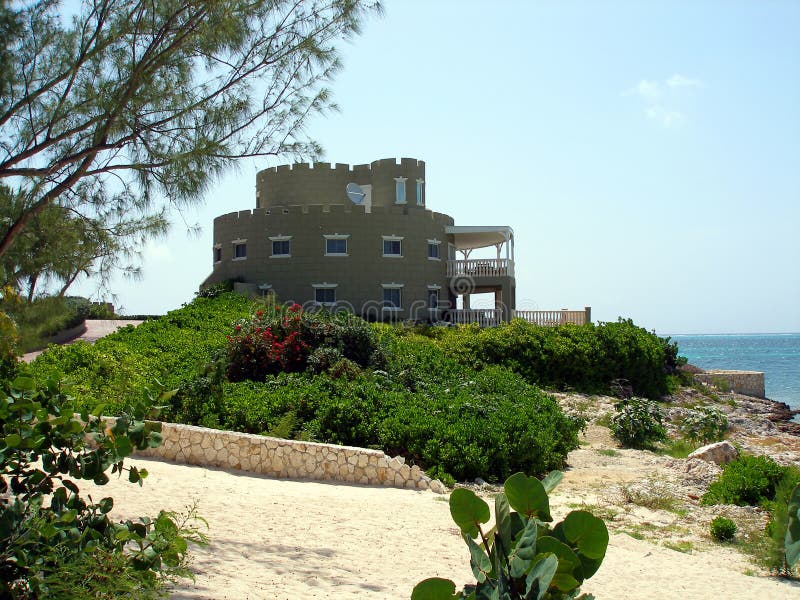 Grand Castle Style Home on Grand Cayman Stock Photo - Image of castle ...