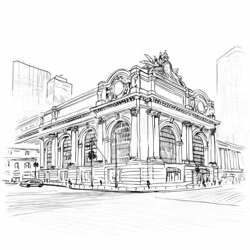 Grand Central Terminal. Grand Central Terminal Hand-drawn Comic ...