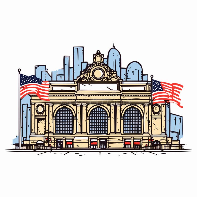 Grand Central Terminal. Grand Central Terminal Hand-drawn Comic ...