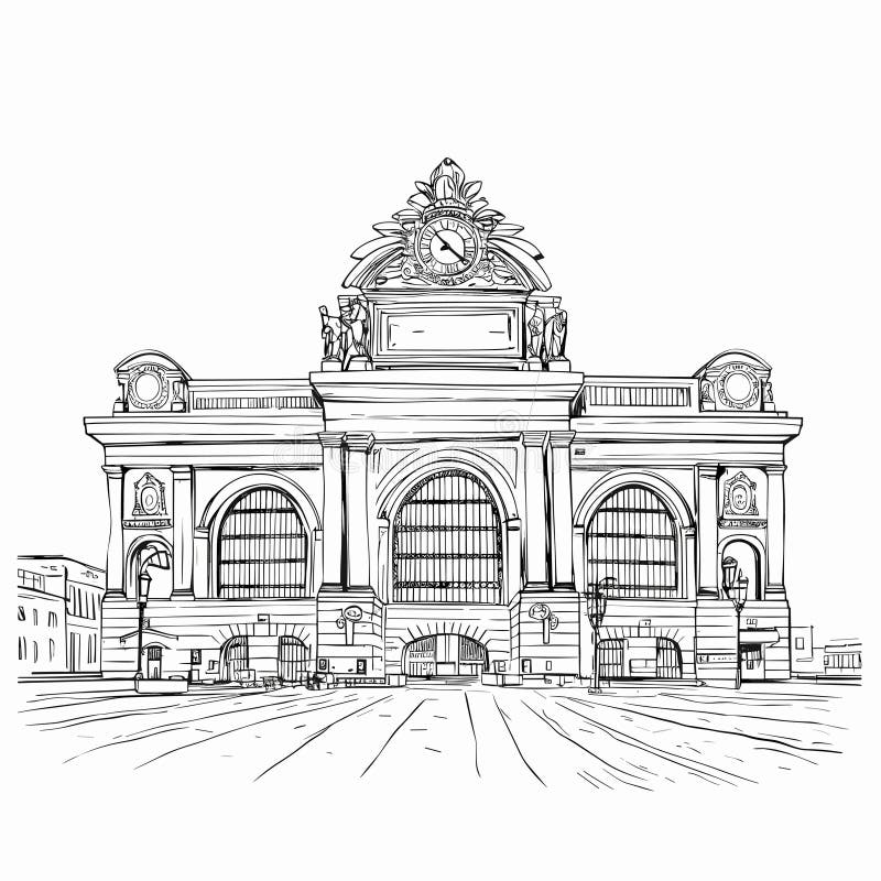 Grand Central Terminal. Grand Central Terminal Hand-drawn Comic ...
