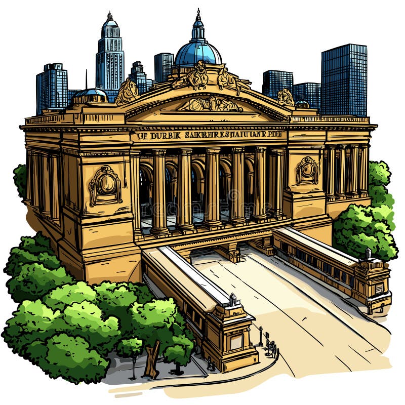 Grand Central Terminal in New York. Vector Comic Hand-drawn ...