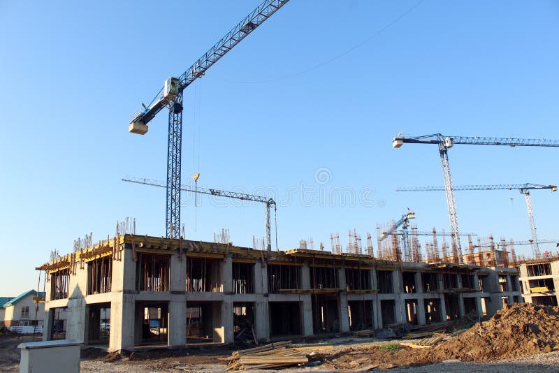 Grand Chantier De Construction Image stock - Image du ingénierie, bleu ...