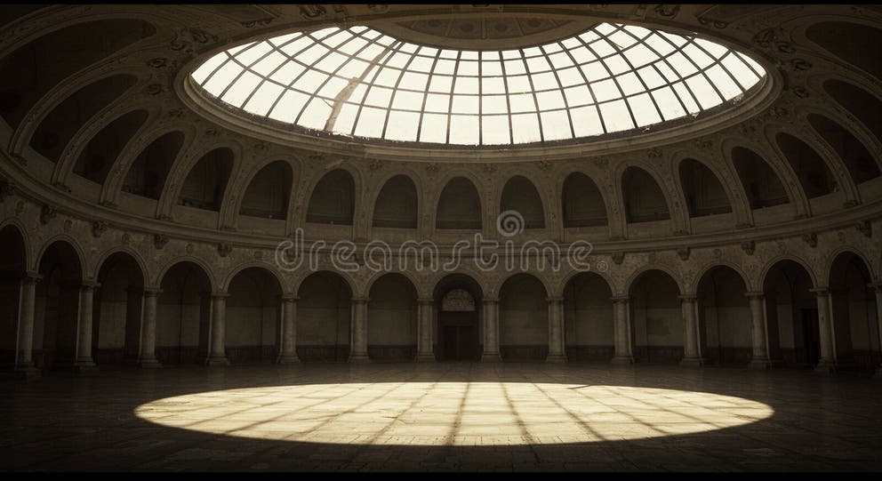 A Grand, Circular Hall Features a Large, Elliptical Skylight that ...