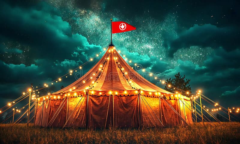 Big Red Tent of Circus with Many Lights Stock Video - Video of color ...