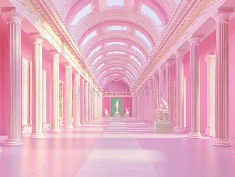 Grand Classical Structure with Polished Stone Floor, Rows of Columns ...