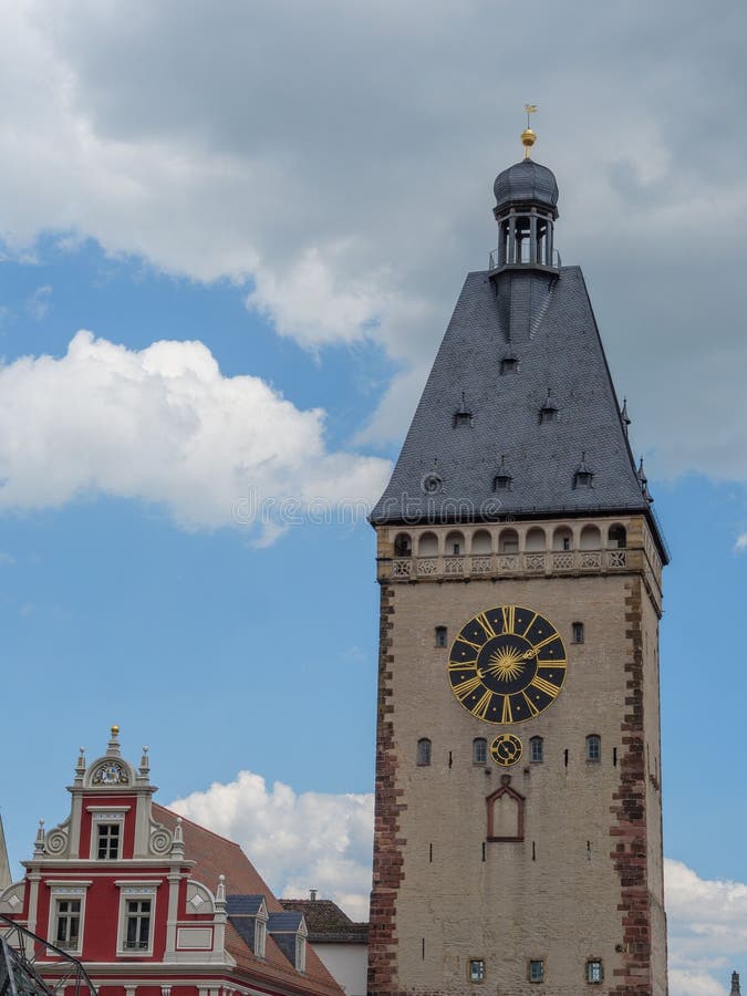 Grand Clock Tower of the Old Gate in Speyer, Germany. Stock Image ...