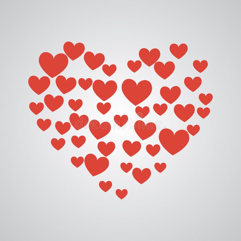 Grand Coeur De Petits Coeurs Rouges Illustration de Vecteur ...