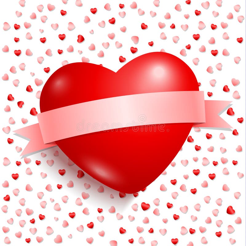 Grand Coeur Rouge Avec Le Ruban Rouge Illustration de Vecteur ...