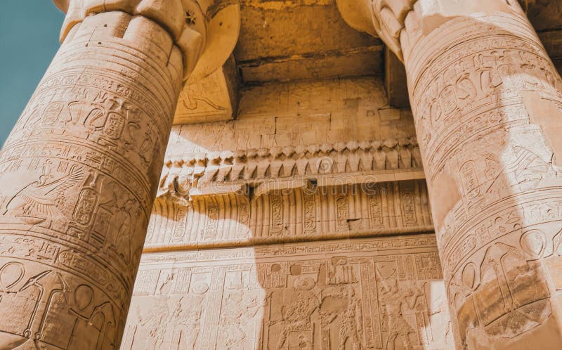 Grand Columns at the Temple of Horus at Edfu Stock Photo - Image of ...
