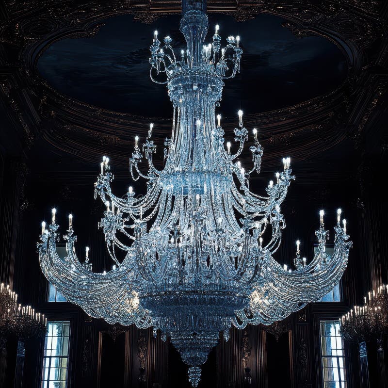 A Grand Crystal Chandelier Illuminates an Opulent Interior Space Stock ...