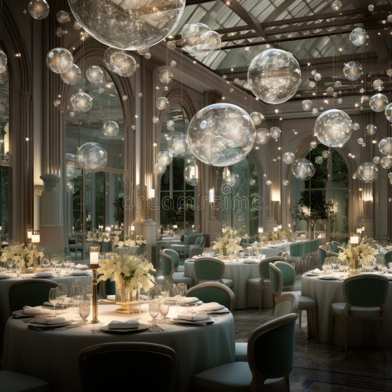 The Grand Dining Hall. Wedding Reception. Dinning Hall with Tables ...