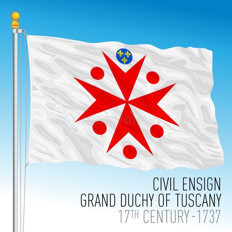 Grand Duchy Of Tuscany Civil Ensign Historical Flag Italy Stock Vector Illustration Of