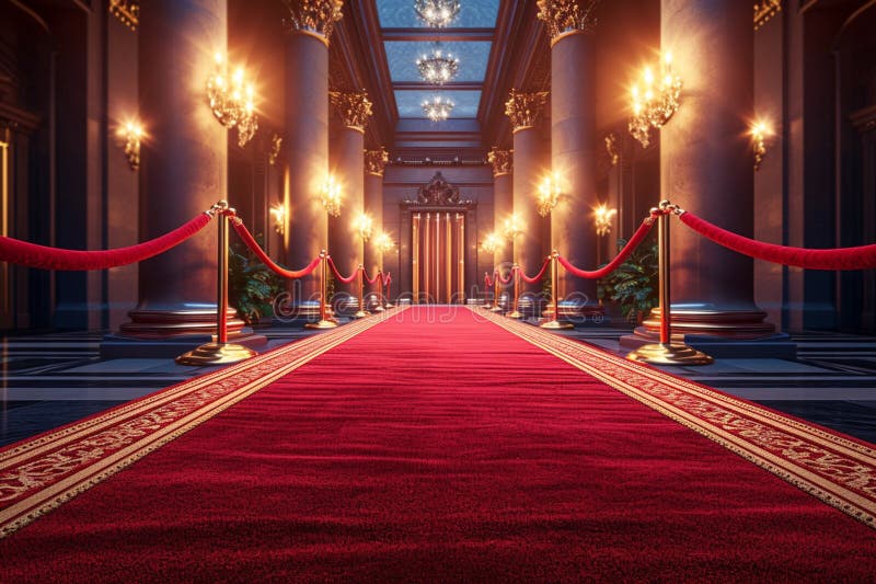 Grand Entrance Red Carpet Pathway with Golden Supports and Velvet Rope ... Grand Entrance Red Carpet Pathway with Golden Supports and Velvet Rope ...