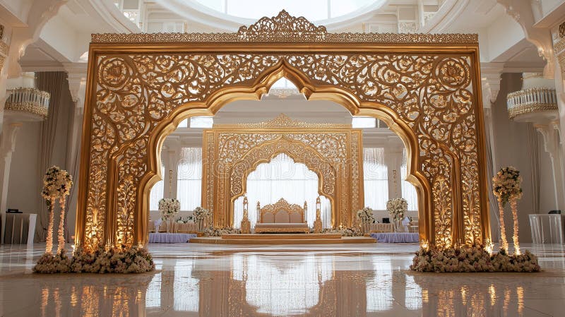 A Grand Golden Gate Opening Stock Illustration - Illustration of wood ...