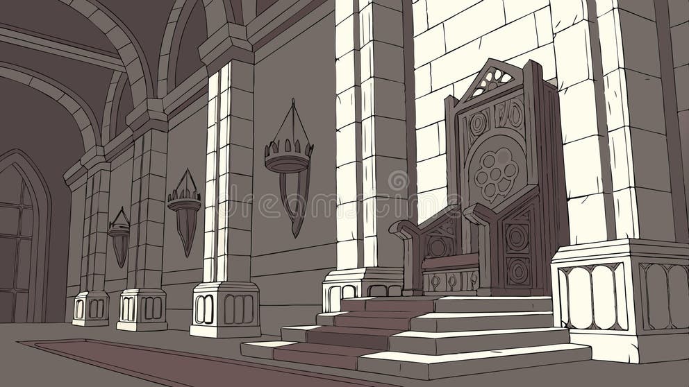 Grand Gothic Hall Interior, Arched Ceilings, Stone Columns, Medieval ...