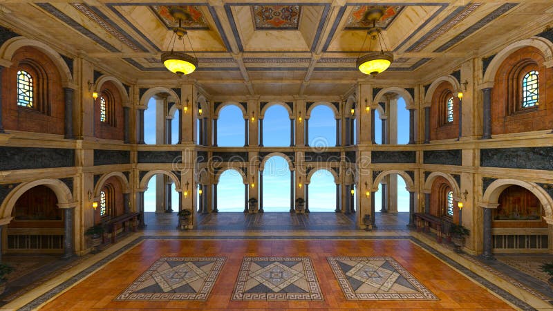 Grand hall stock image. Image of palace, chandelier - 107342331