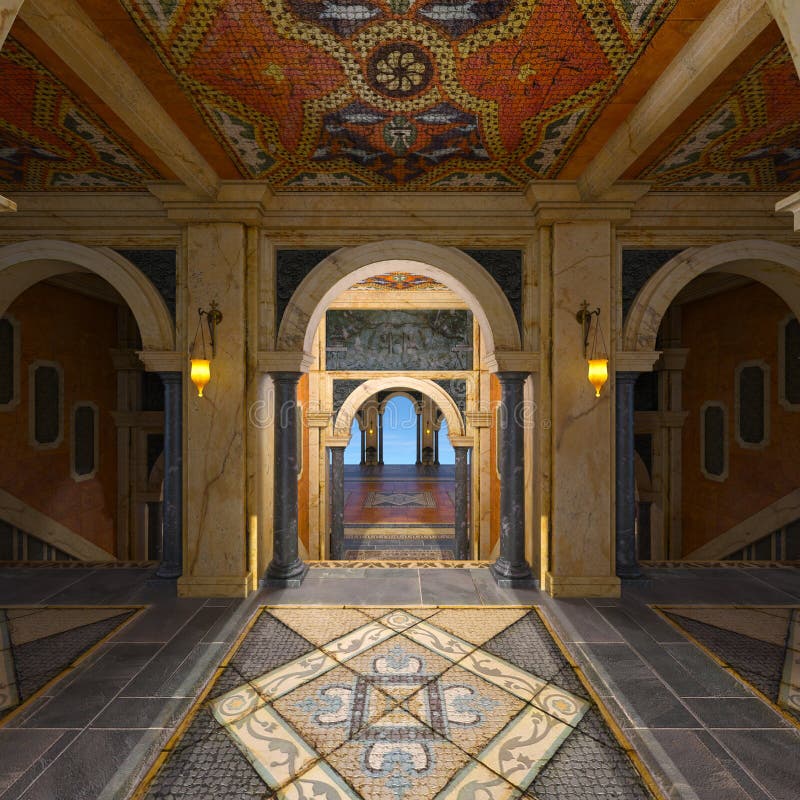 Grand hall stock image. Image of party, luxurious, rendering - 107477347