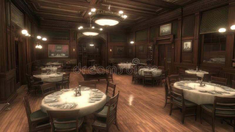 Grand Hall Dining Room Interior Stock Illustration - Illustration of ...