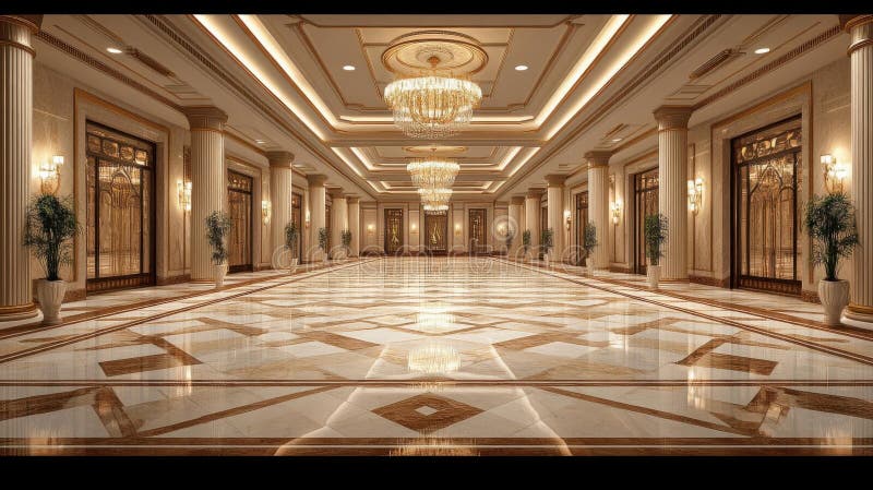 Grand Hall Interior Design, Marble Floor, Columns Stock Photo - Image ...