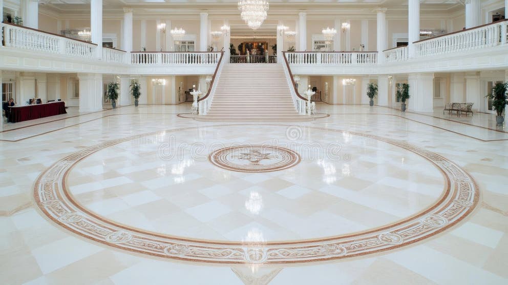 Grand Hall Marble Flooring Design Stock Image - Image of marble, beige ...