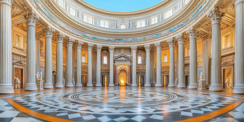 Grand hall with pillars stock illustration. Illustration of ornate ...