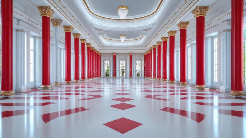 Bright Spacious Grand Hall White Marble Gold Columns Stock Photos ...