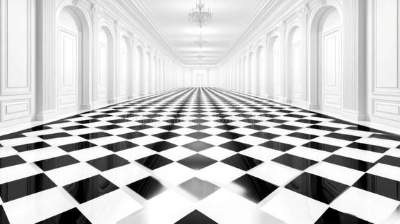 Grand Hallway, Checkerboard Floor Stock Photo - Image of classic ...