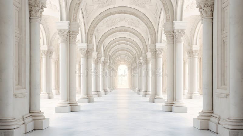 A Grand Hallway with Majestic Columns and Elegant Arches Stock Photo ...