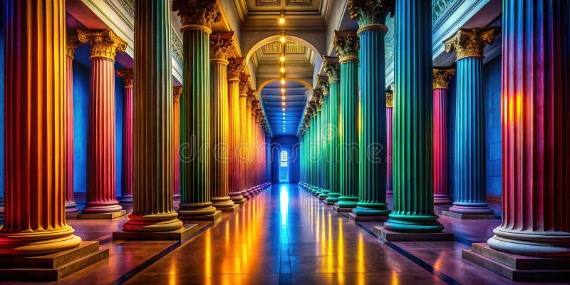 A Grand Hallway of Mystery Dramatic Classical Columns and Intriguing ...