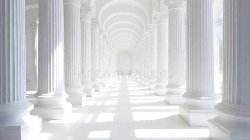 A Grand Hallway with Symmetrical Rows of Columns Stock Image - Image of ...
