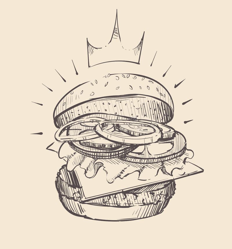 Croquis De Hamburger Restauration Rapide Hamburger Dessin Animé En