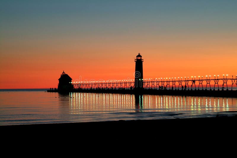 Grand Haven Pier stock image. Image of michigan, beach - 11275363