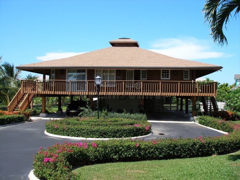 Grand Castle Style Home on Grand Cayman Stock Photo - Image of castle ...