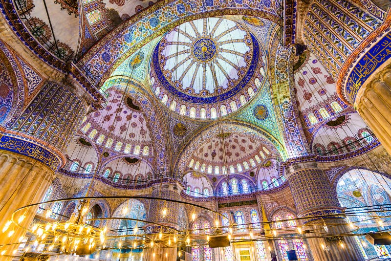 Grand Interior of Blue Mosque Editorial Stock Image - Image of holy ...