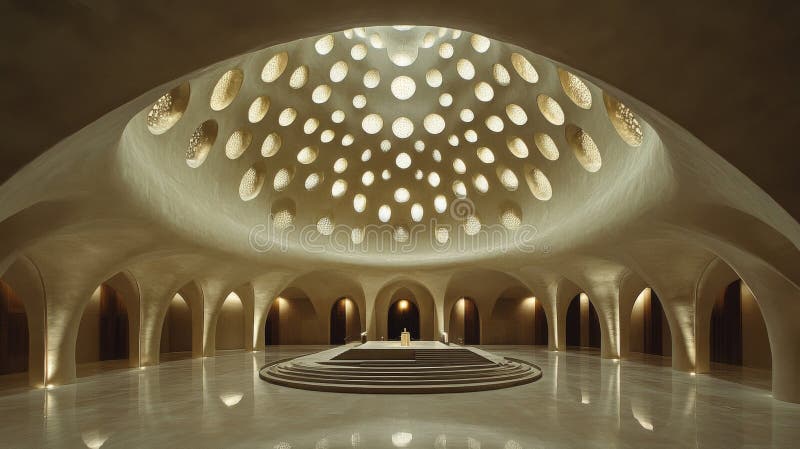 Grand Interior Space with Domed Ceiling and Geometric Pattern Stock ...