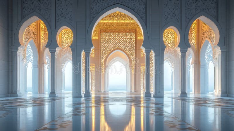 Grand Islamic Architecture Illuminates Serene Interior Space Stock ...