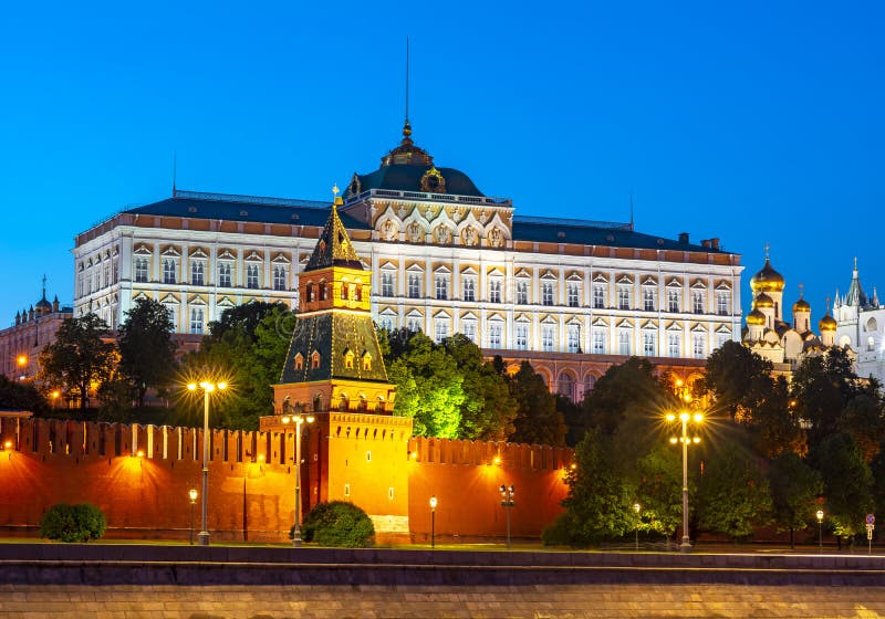 Grand Kremlin Palace of Moscow Kremlin at Night, Russia Stock Photo ...
