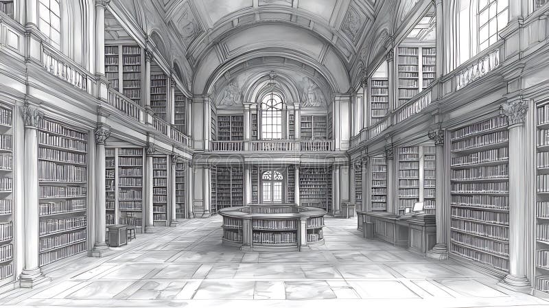 Grand Library, Bookshelves, Research, Interior, Architecture, Study ...