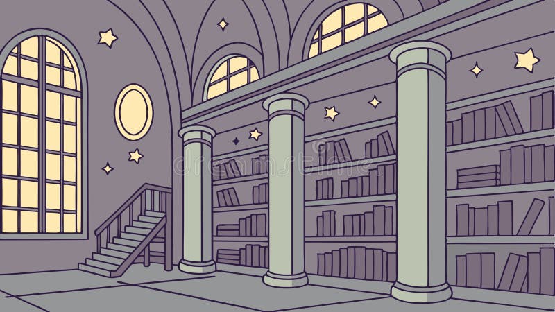 Grand Library Interior with Bookshelves Knowledge Vector, Vector Design ...