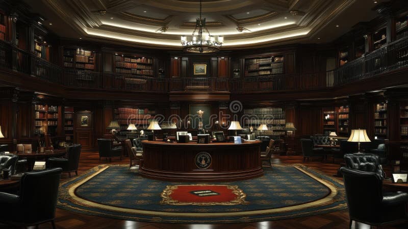 Grand Library Interior Design Stock Illustration - Illustration of ...