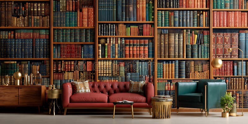 Grand Library Interior Luxurious Reading Room Design Stock Illustration ...