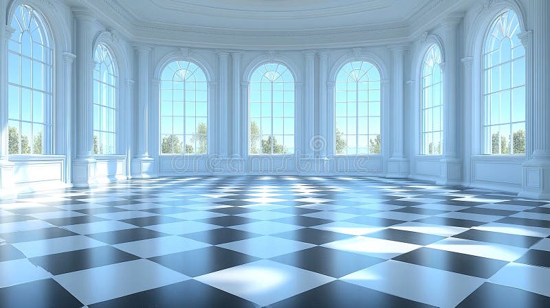 Grand, Light-filled, Elegant Ballroom Stock Illustration - Illustration ...