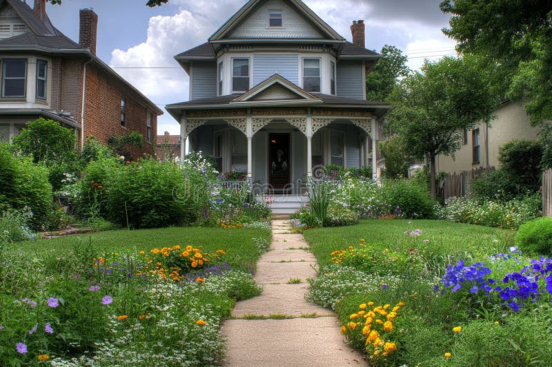 This Grand Mansion, Built in the Victorian Style, Has a Lush Garden and ...