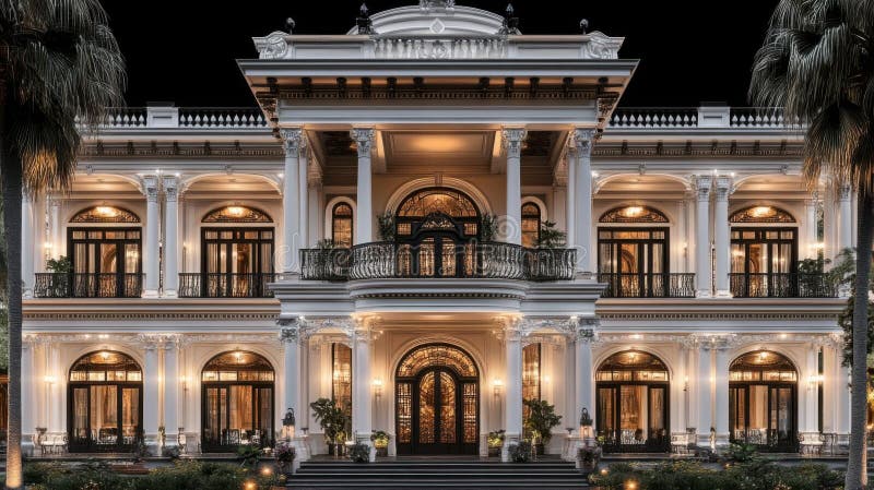 Grand Mansion, Elegant Neoclassical Design Stock Image - Image of ...
