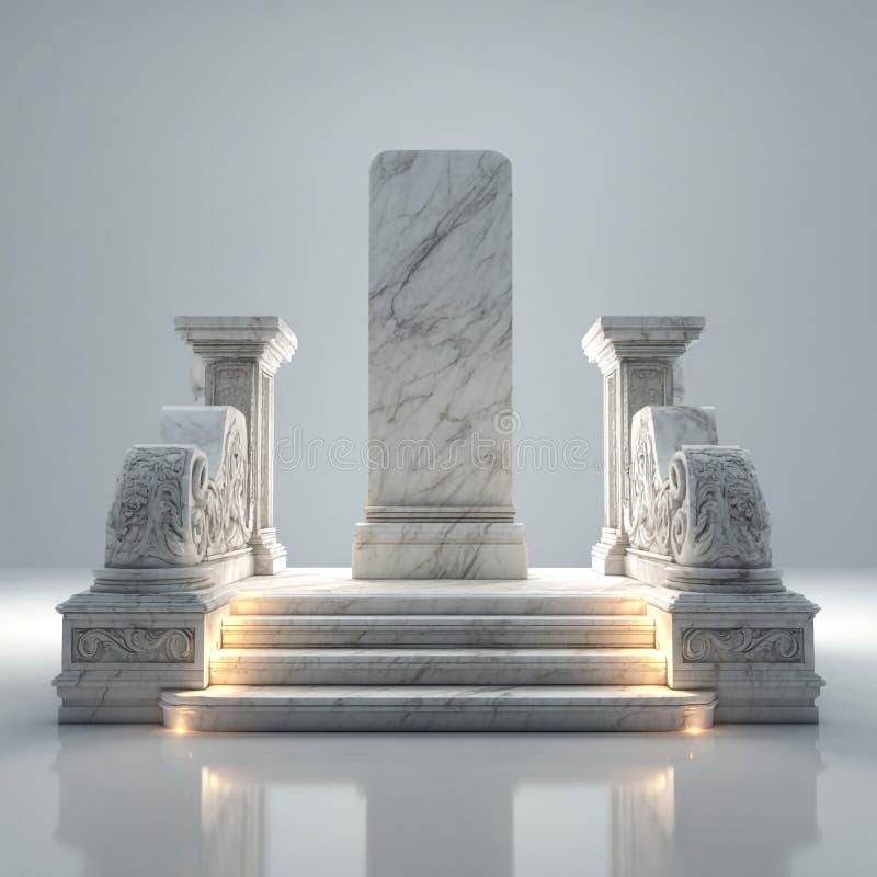 Elegant Marble Monument with Ornate Pillars and Illuminated Steps Stock ...