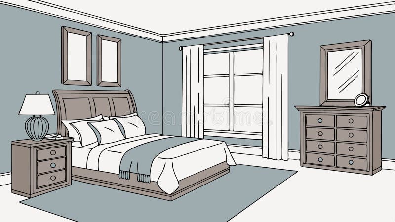 Grand Master Bedroom with Double Doors and Ample Space, Vector Design ...