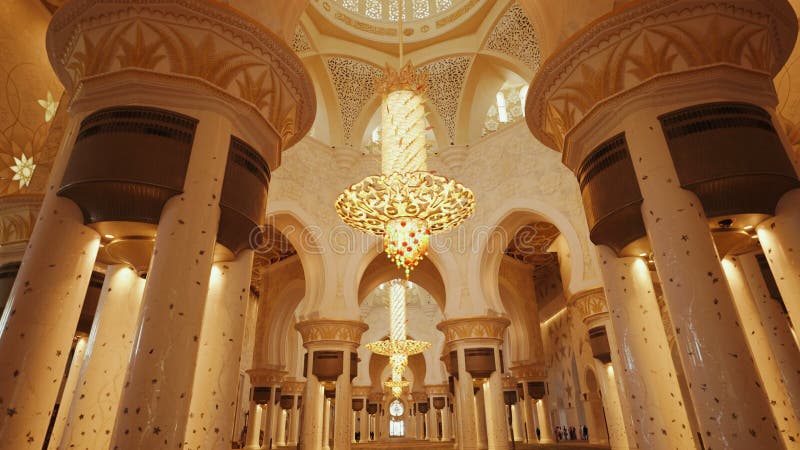 Grand Mosque Abu Dhabi Interior Stock Footage - Video of worship ...