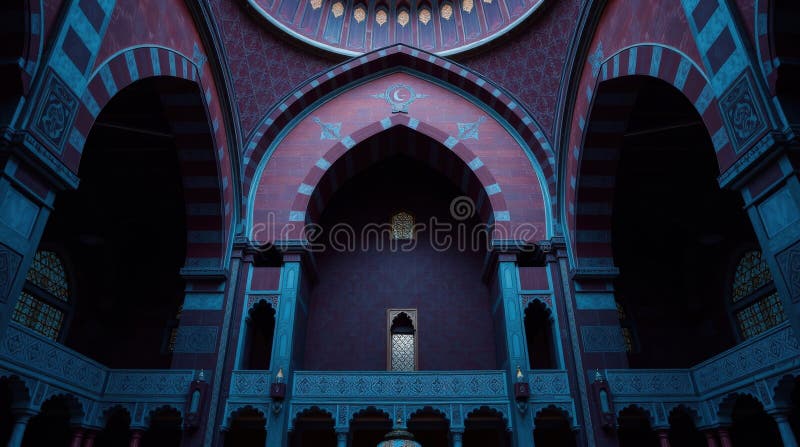 Grand Mosque Interior with Intricate Arches Ai Generated Stock ...