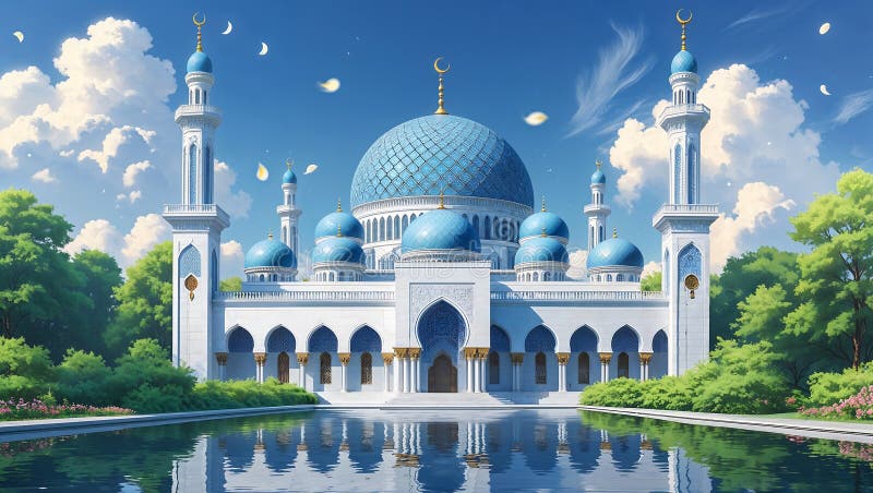 Grand Mosque with Intricate Patterns and Symmetrical Design Stock ...