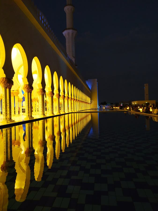 Grand Mosque Light outside stock photo. Image of evening - 186800364